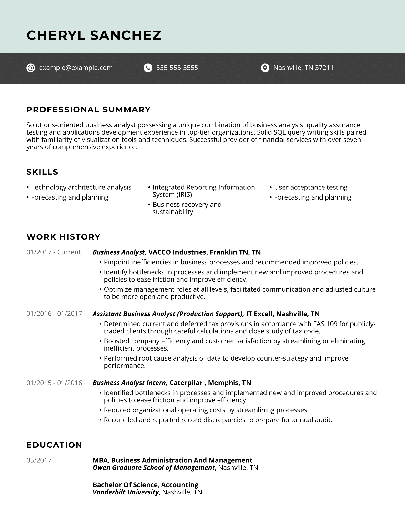 Excellent Resume Template