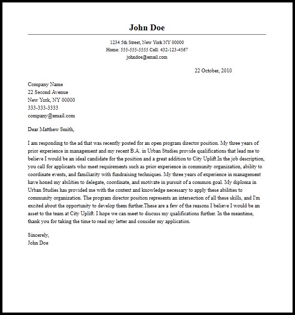Program Director Cover Letter Sample Writing Guide 
