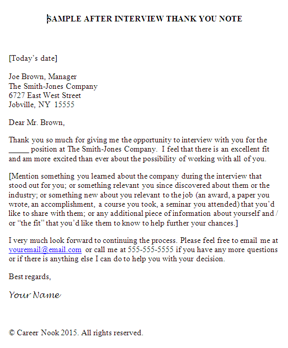 After The Interview Writing A Post Interview Thank You Note Sample 