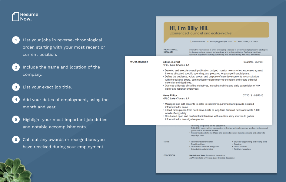 How to Write Resume Job History Section | Resources