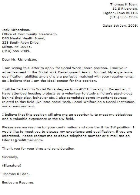 Professional Social Worker Cover Letter Examples